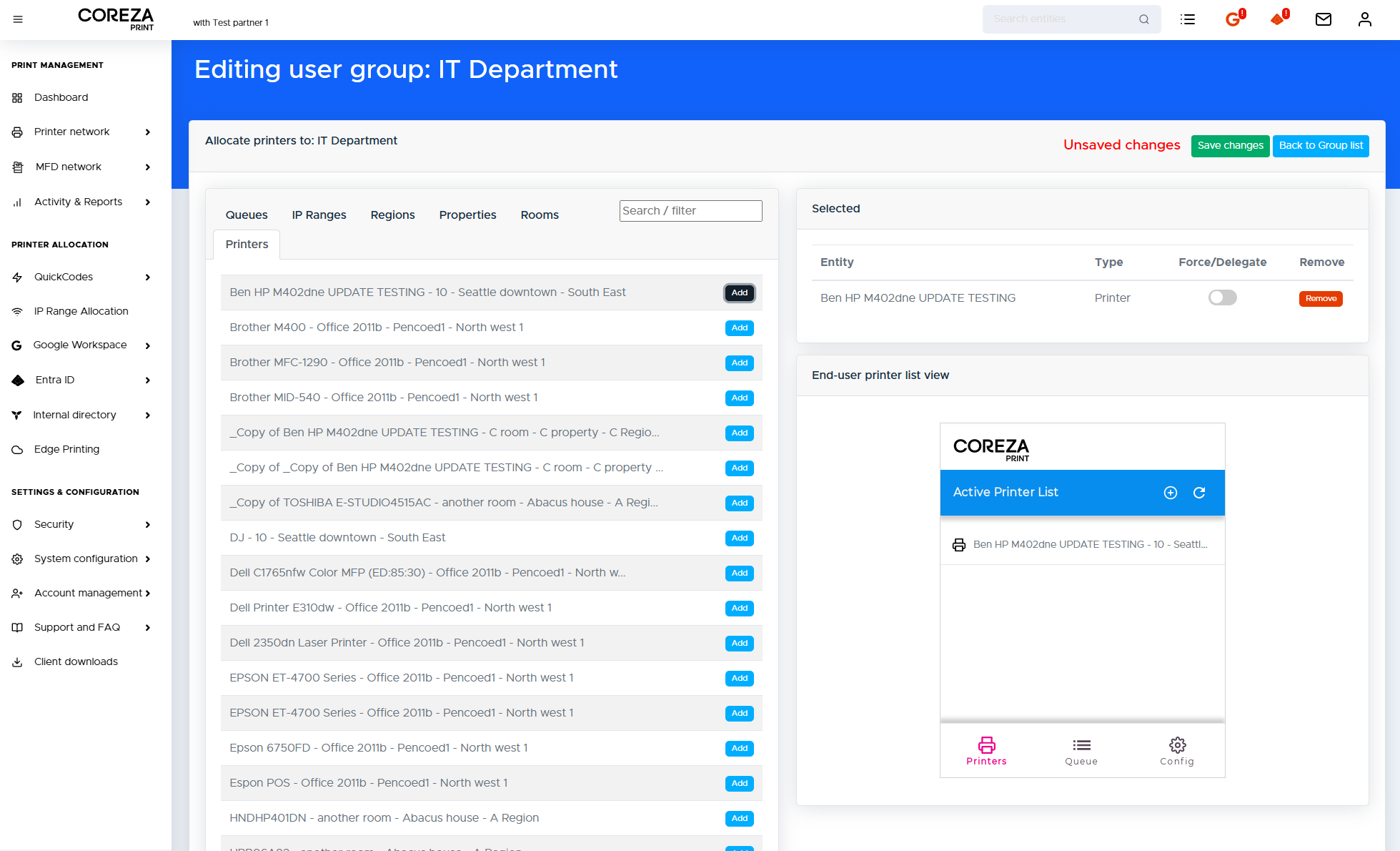 Printer Allocation with Coreza Print internal directory – directprint.io