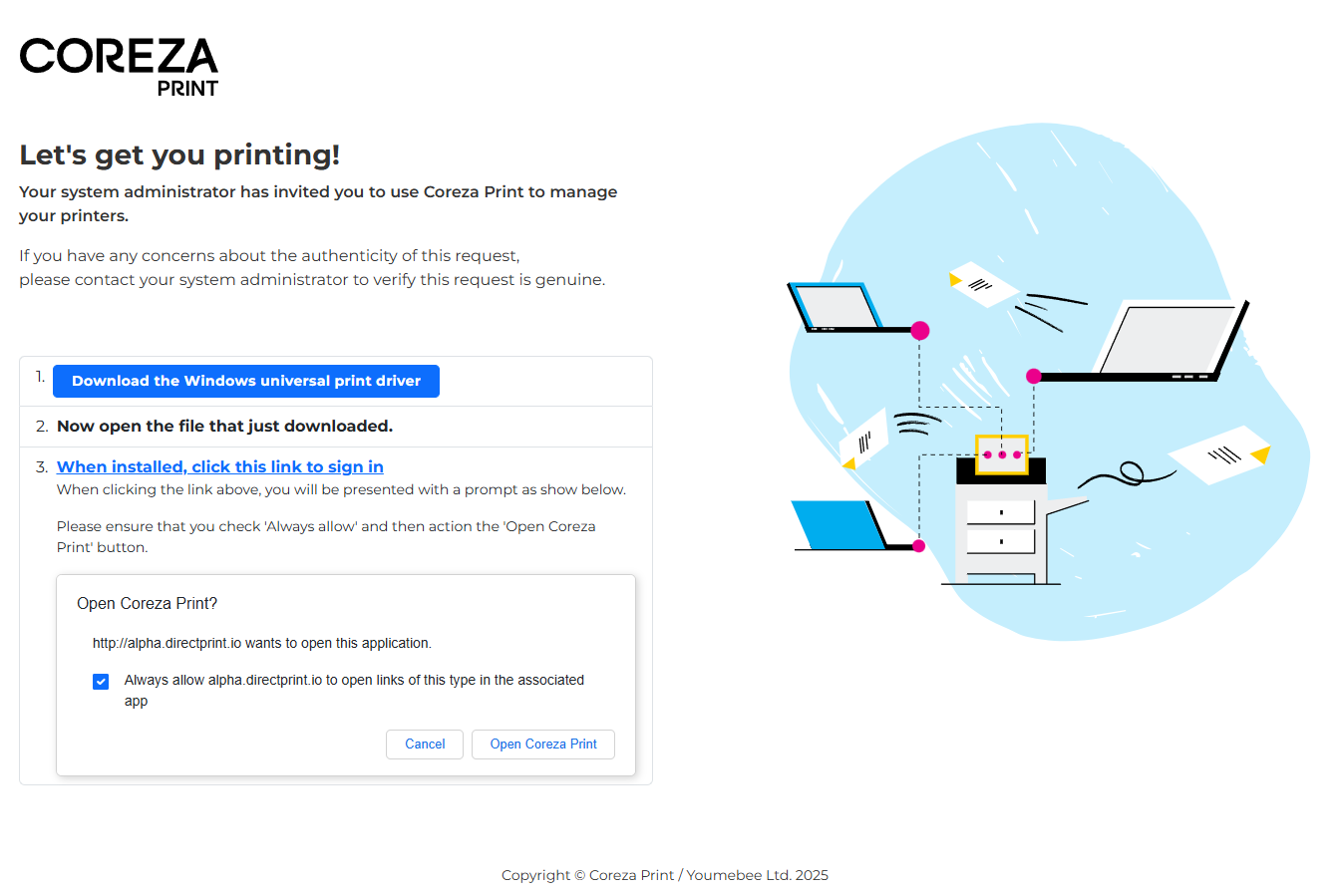 Printer Allocation with Coreza Print internal directory – directprint.io